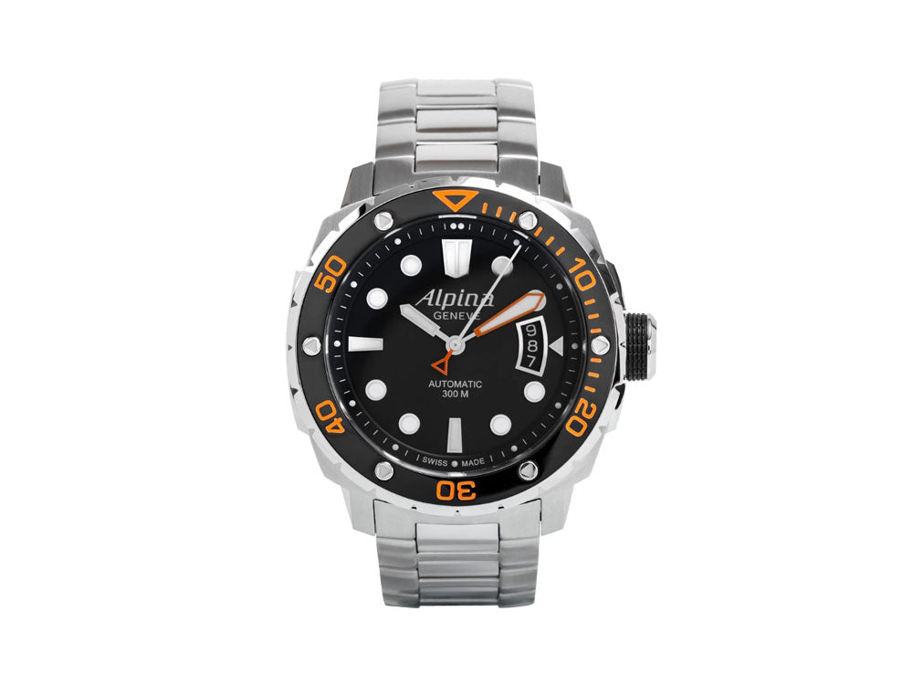 Alpina Seastrong Diver 300 Automatic Watch, Black/Orange, 44mm, 30 atm ...